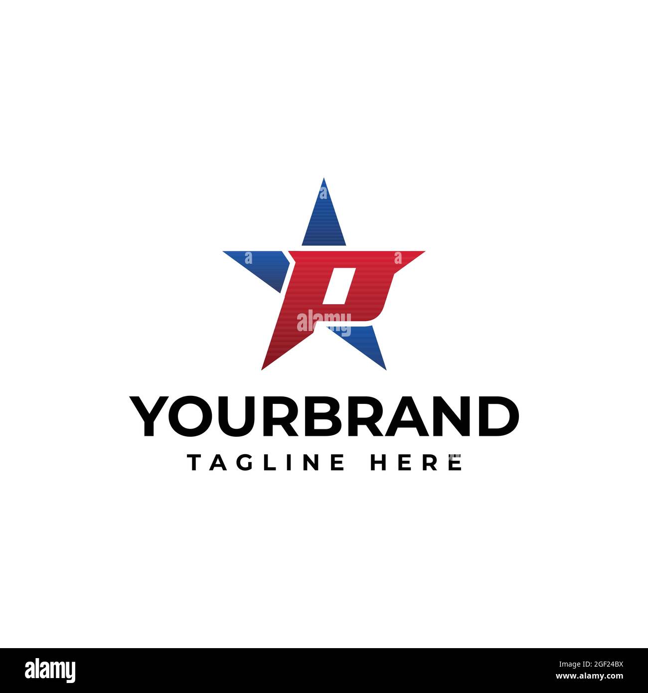 Letter P logo template with Star design elements. Vector illustration ...