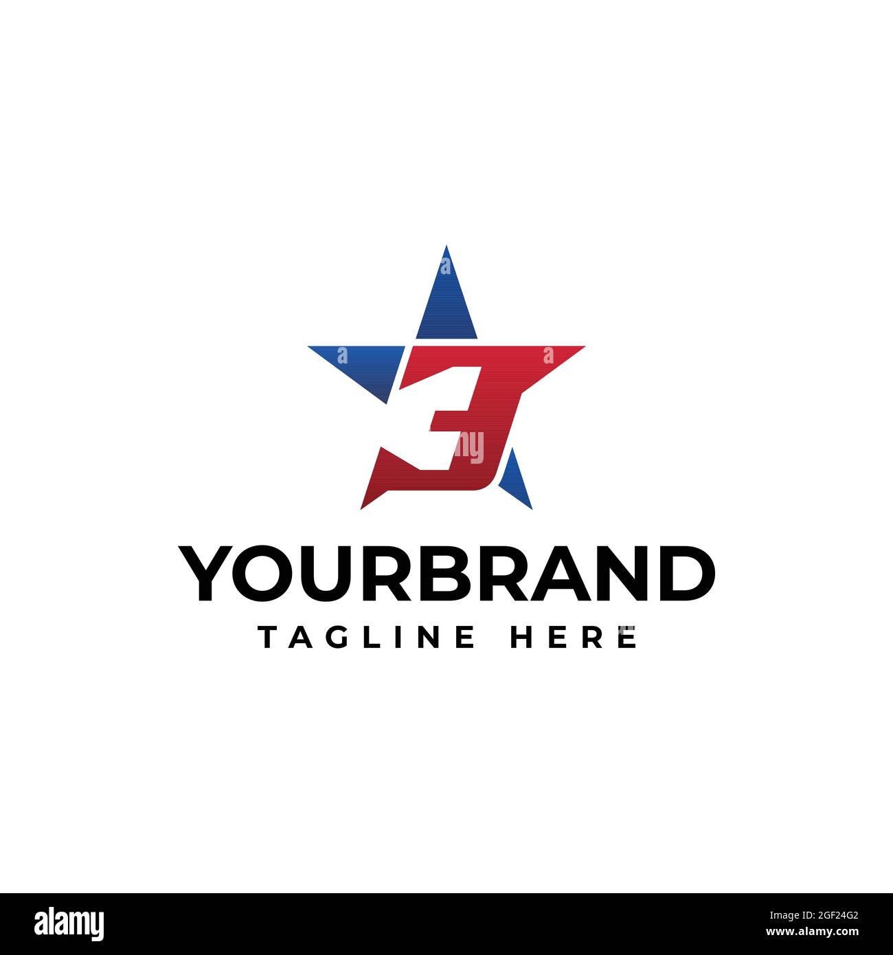 number 3 vector logo, blue star element.. star logo design concept ...