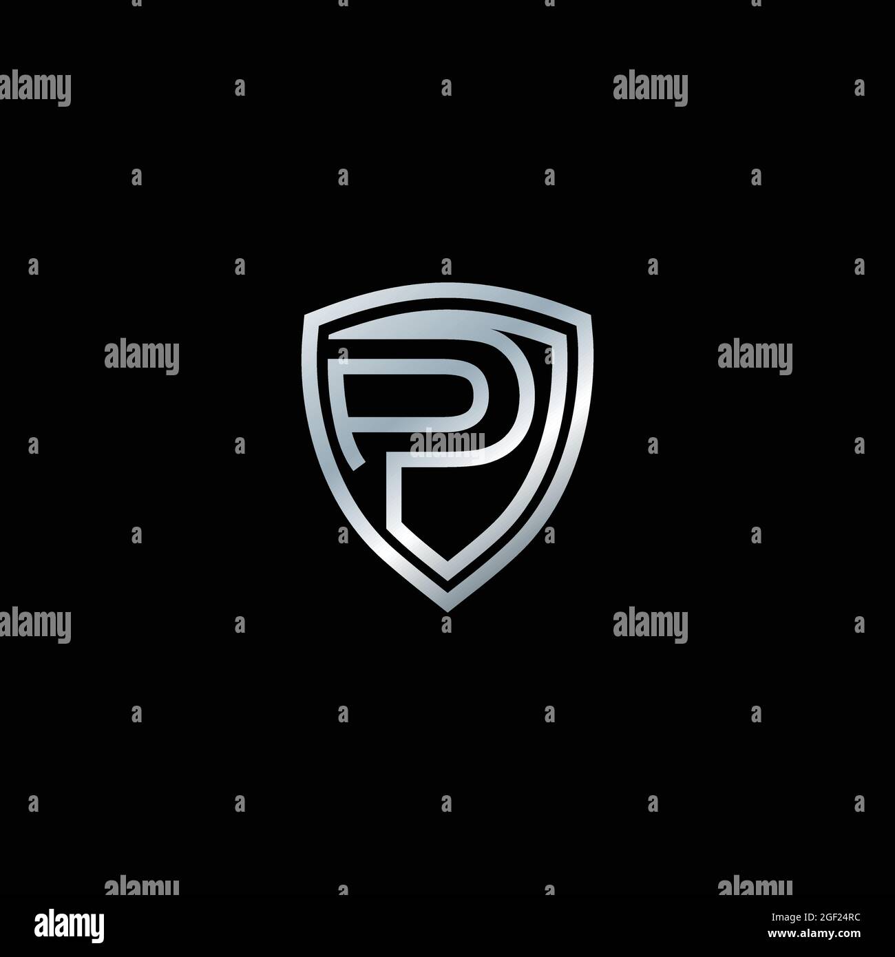 Gold shield with letter P, Vintage luxury logo with letter P, Can be ...