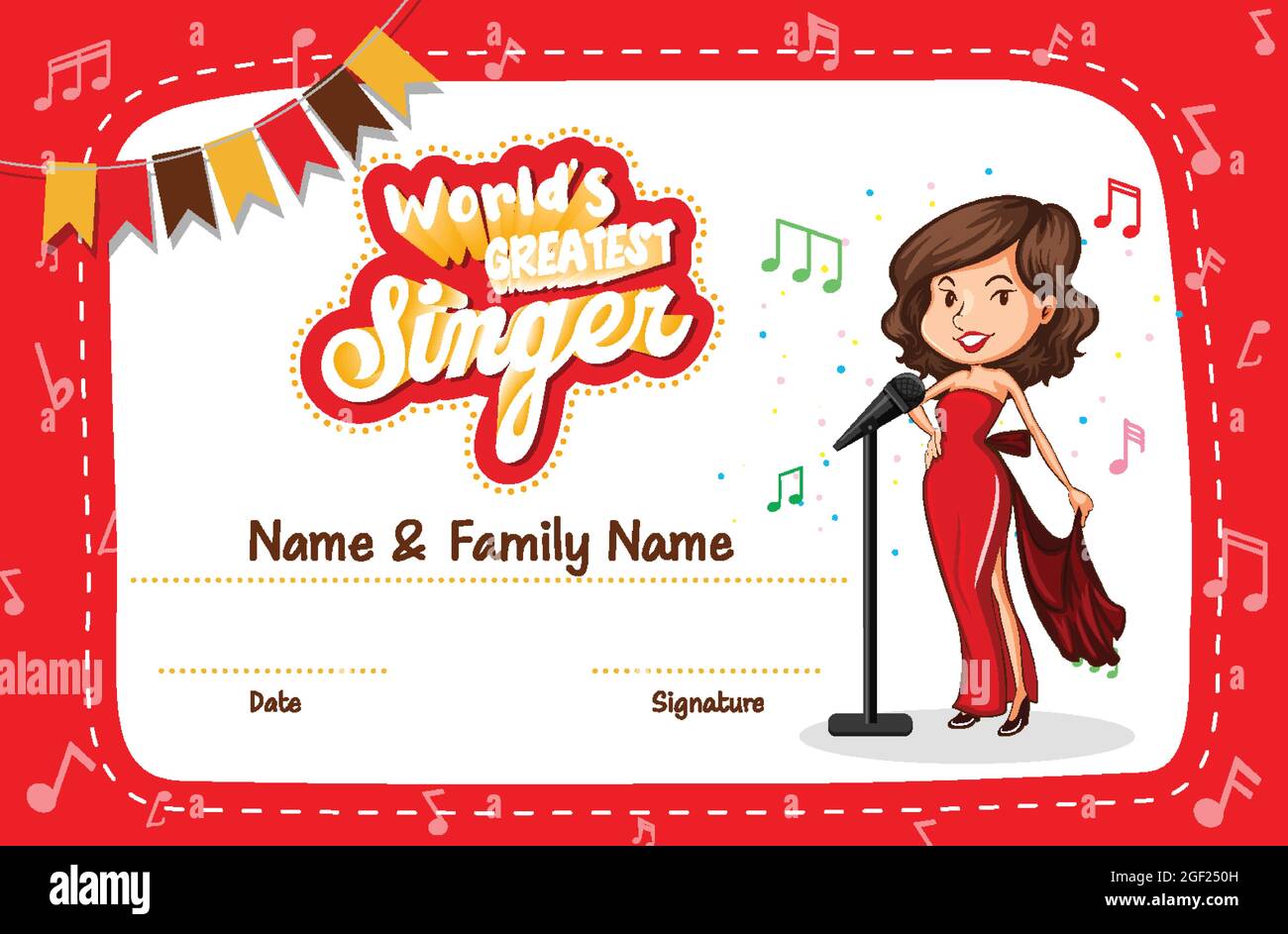 World greatest singer certificate template illustration Stock Vector ...