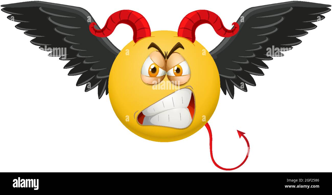 Devil emoticon with facial expression illustration Stock Vector Image ...
