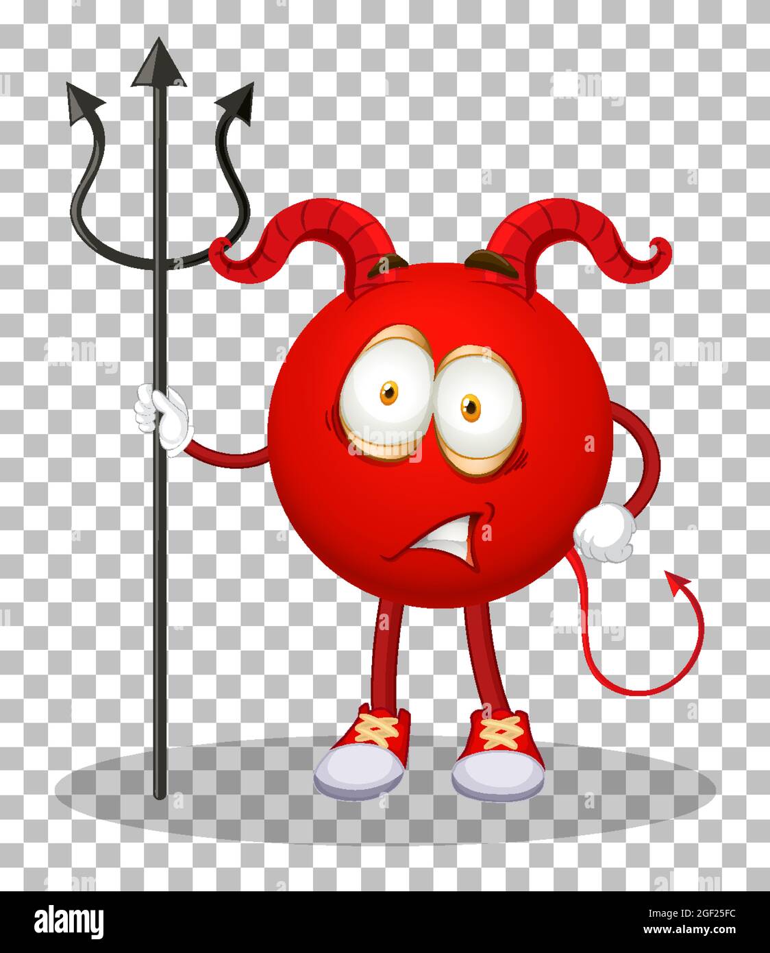 A Red Devil cartoon character with facial expression on transparent ...