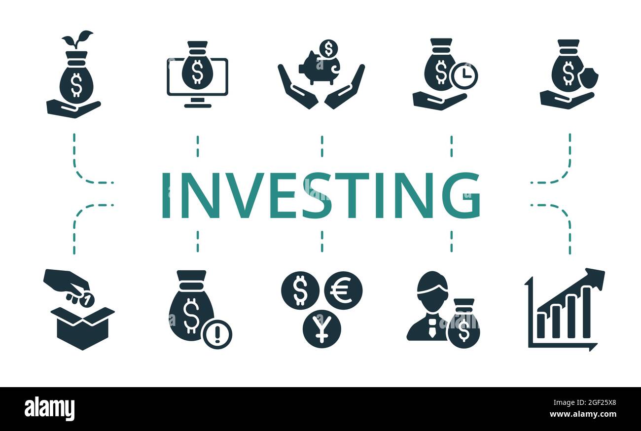 Investing icon set. Contains editable icons theme such as investor ...
