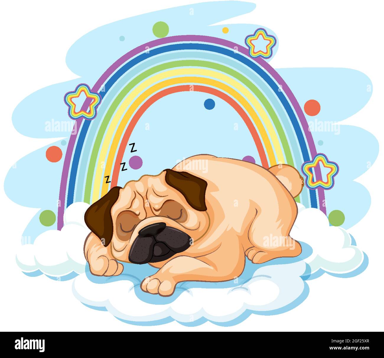 Cute dog on the cloud with rainbow illustration Stock Vector Image ...