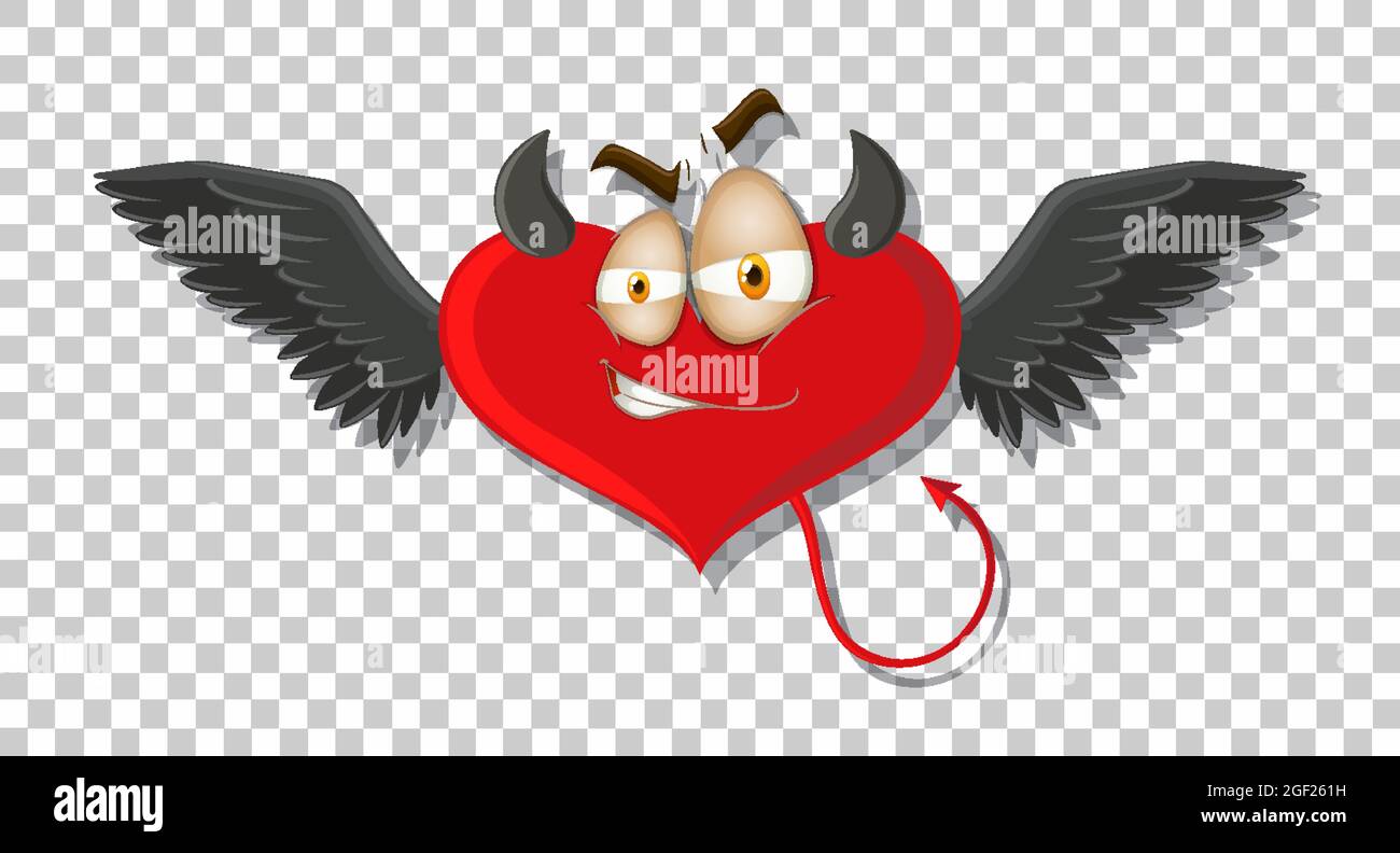 Heart shape devil with facial expression illustration Stock Vector ...