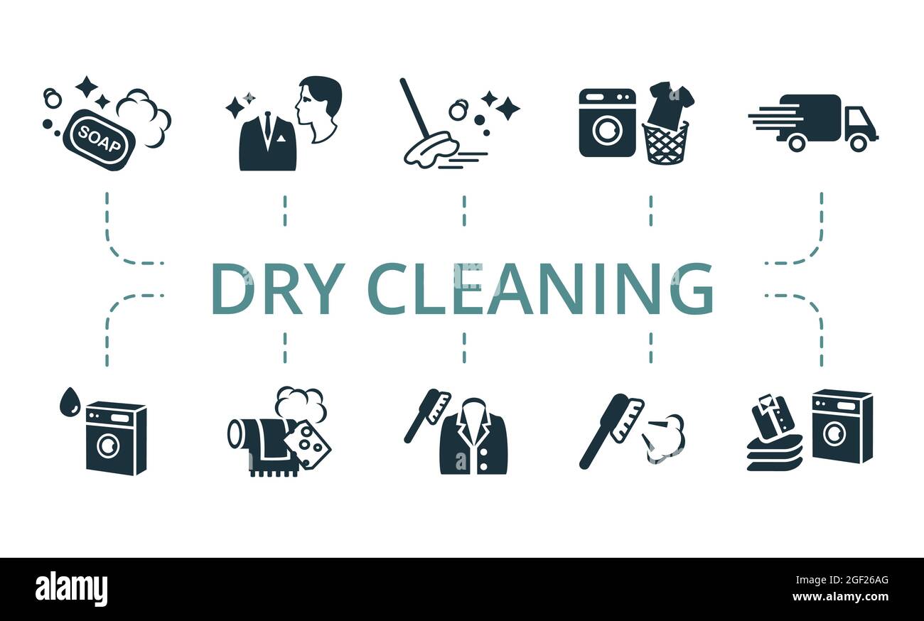 Dry Cleaning icon set. Contains editable icons theme such as suit ...