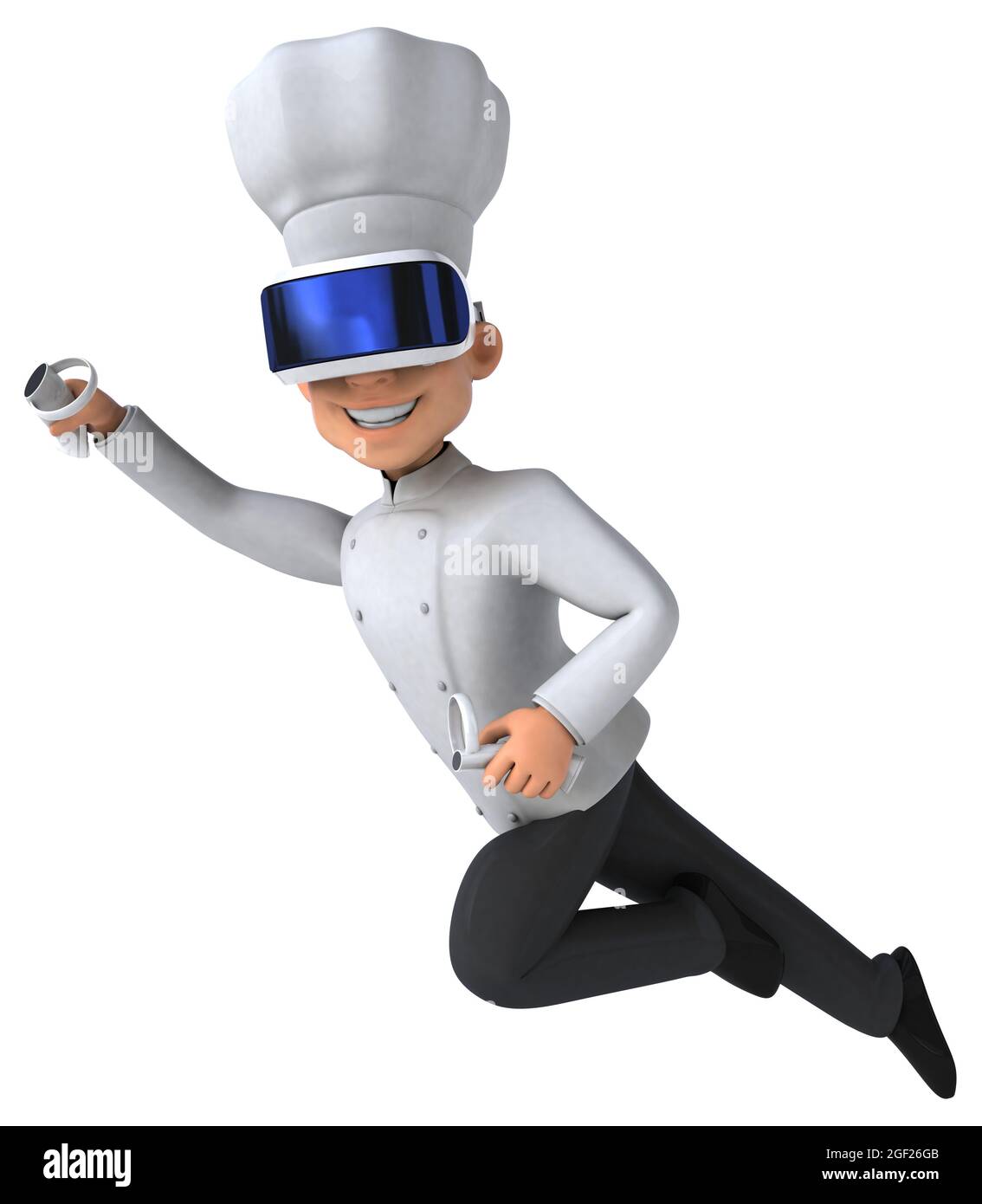 Fun 3D Illustration of a chef with a VR Helmet Stock Photo - Alamy