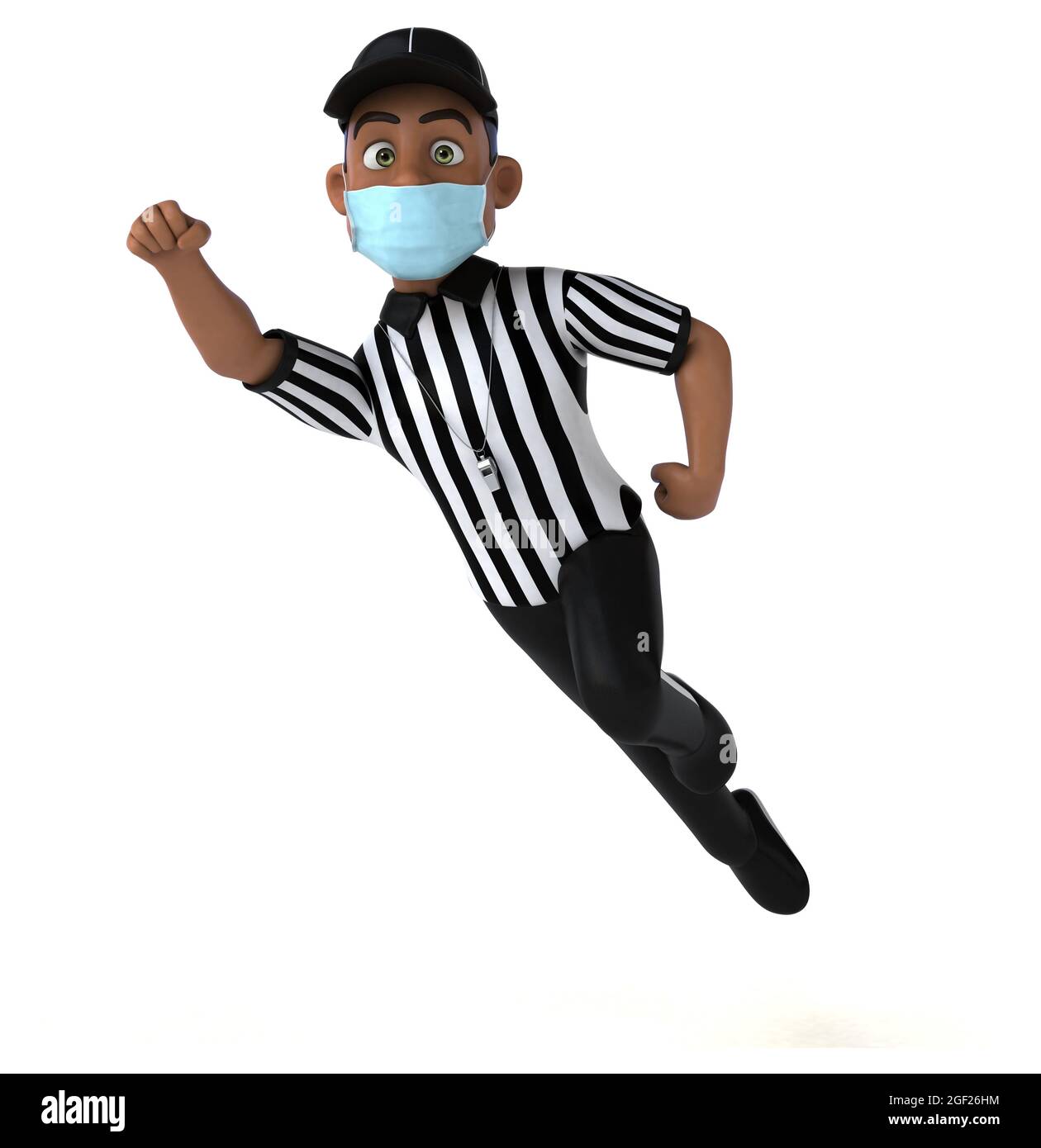 Fun 3D illustration of a black referee with a mask Stock Photo - Alamy