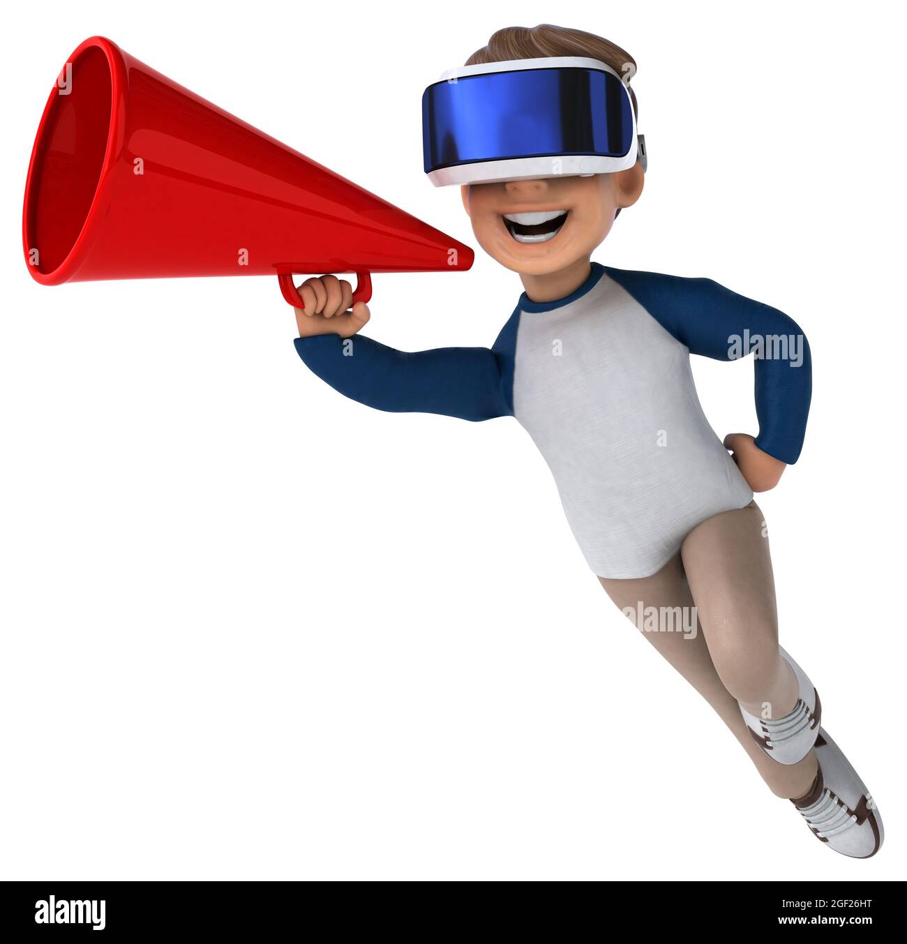 Fun 3D illustration of a cartoon kid with a VR helmet Stock Photo - Alamy
