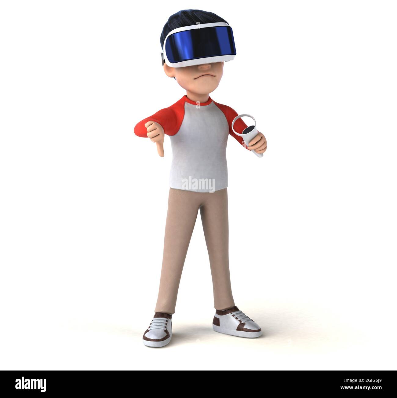 Fun 3D illustration of a cartoon kid with a VR helmet Stock Photo - Alamy