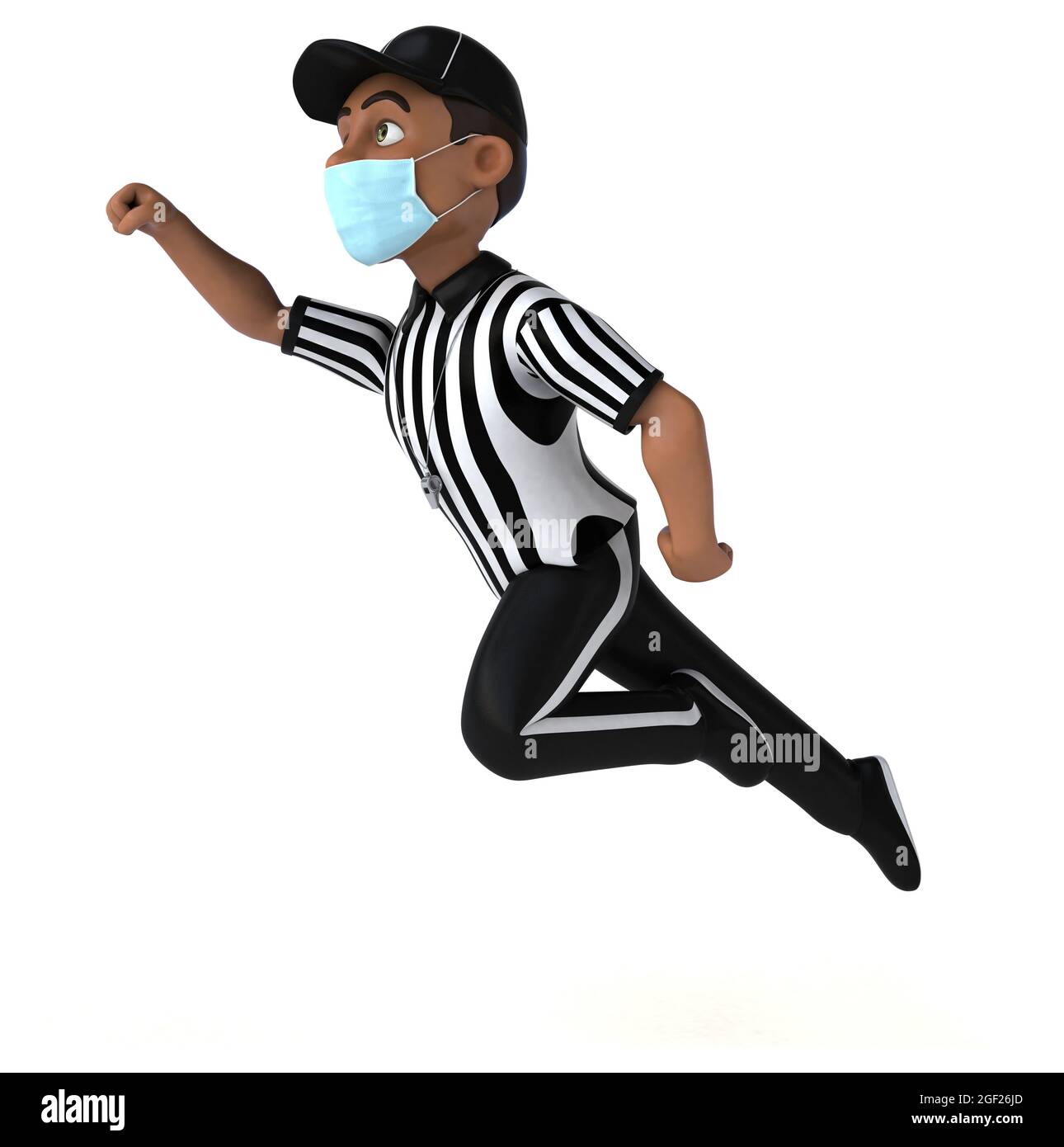 Fun 3D illustration of a black referee with a mask Stock Photo - Alamy