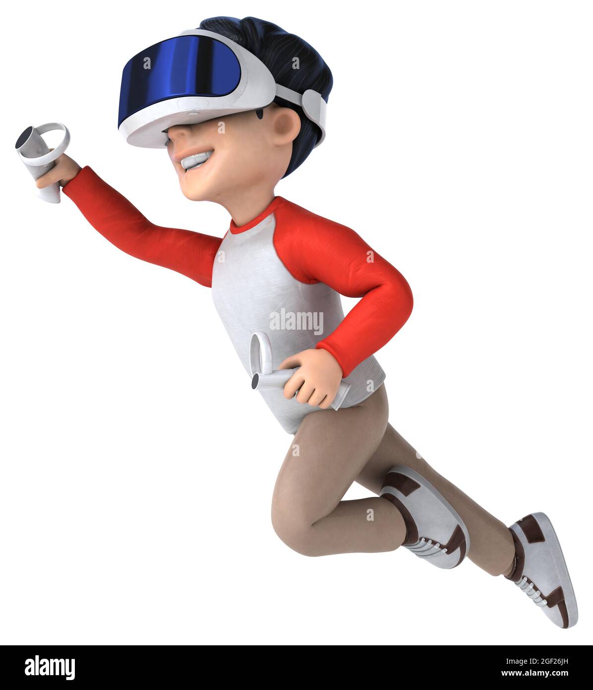 Fun 3D illustration of a cartoon kid with a VR helmet Stock Photo - Alamy