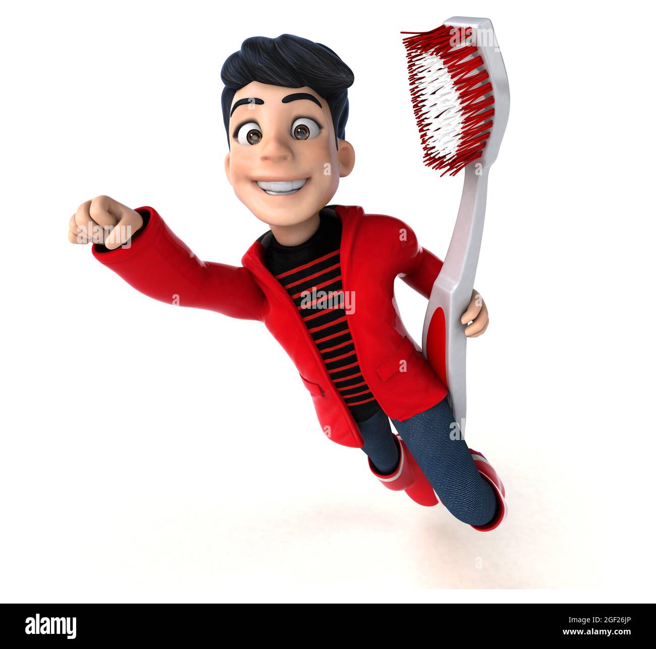 Fun 3D cartoon teenage boy with a toothbrush Stock Photo - Alamy