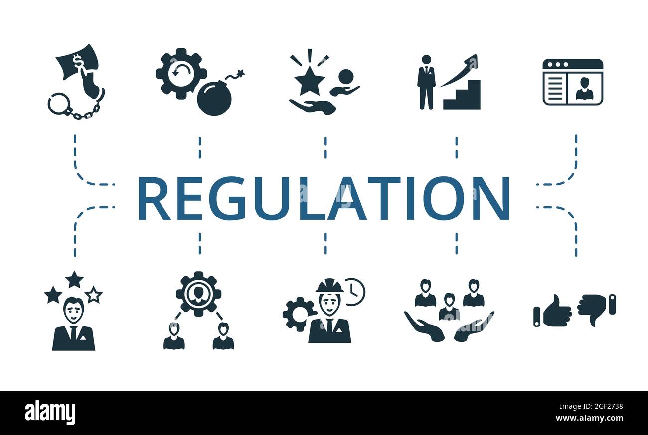 Regulation icon set. Contains editable icons theme such as reputation ...