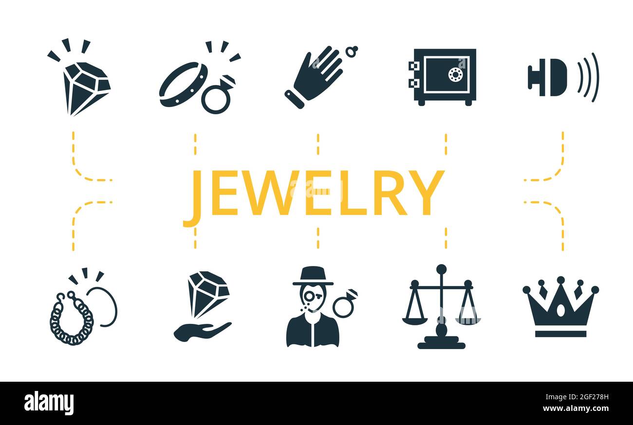 Jewelery icon set. Contains editable icons theme such as jeweler ...