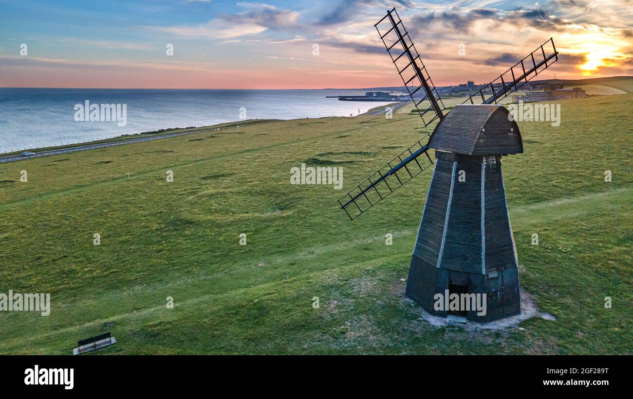 Aerial view of the old mill by the seaside Stock Photo - Alamy