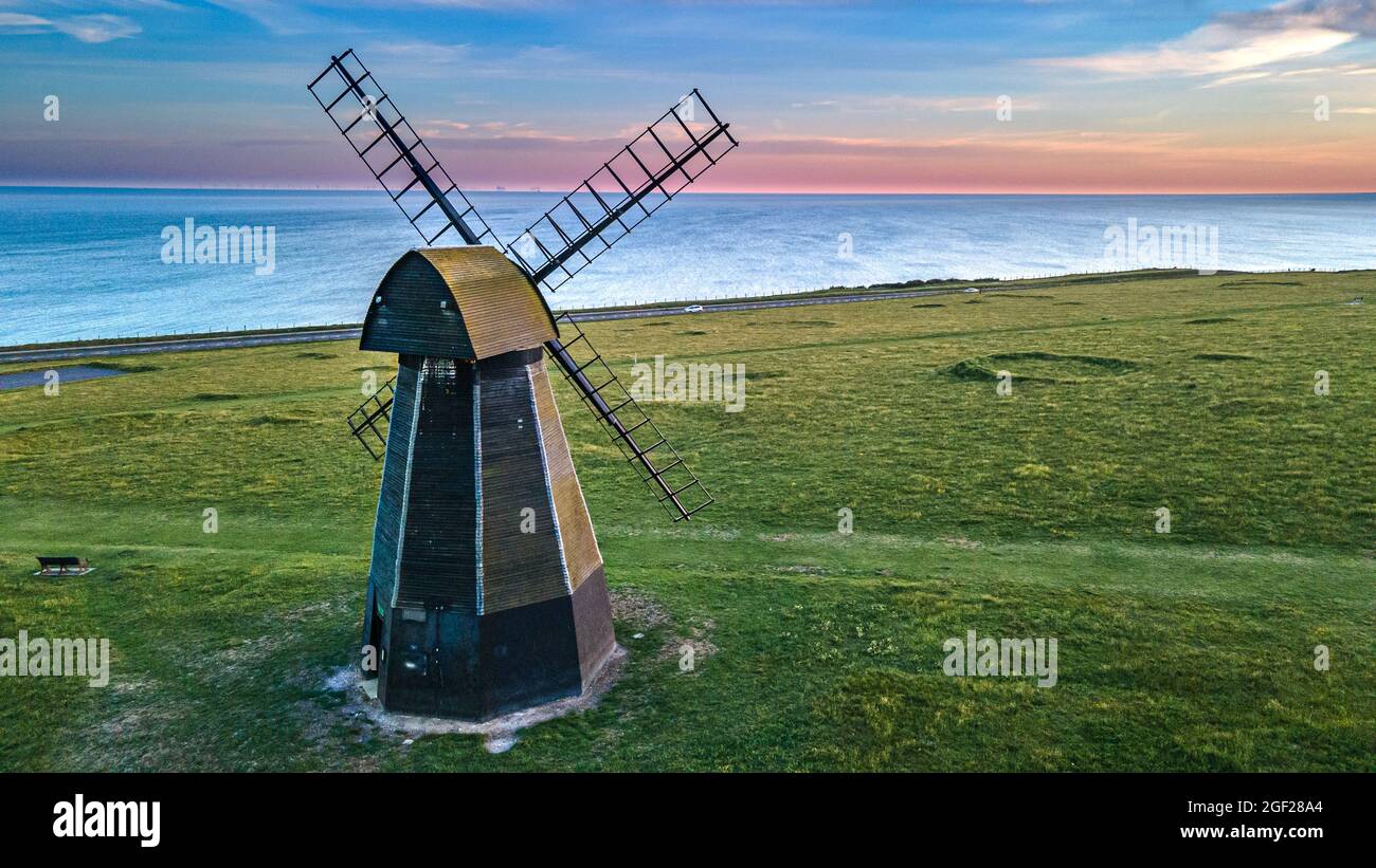 Aerial view of the old mill by the seaside Stock Photo - Alamy