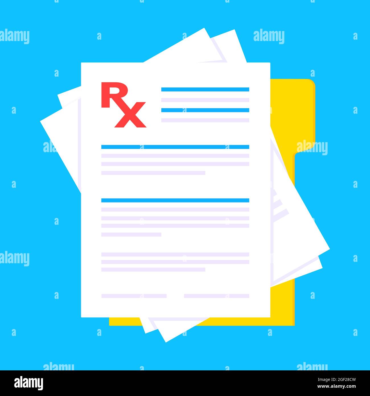 Medical rx form prescription on clipboard flat style design vector ...