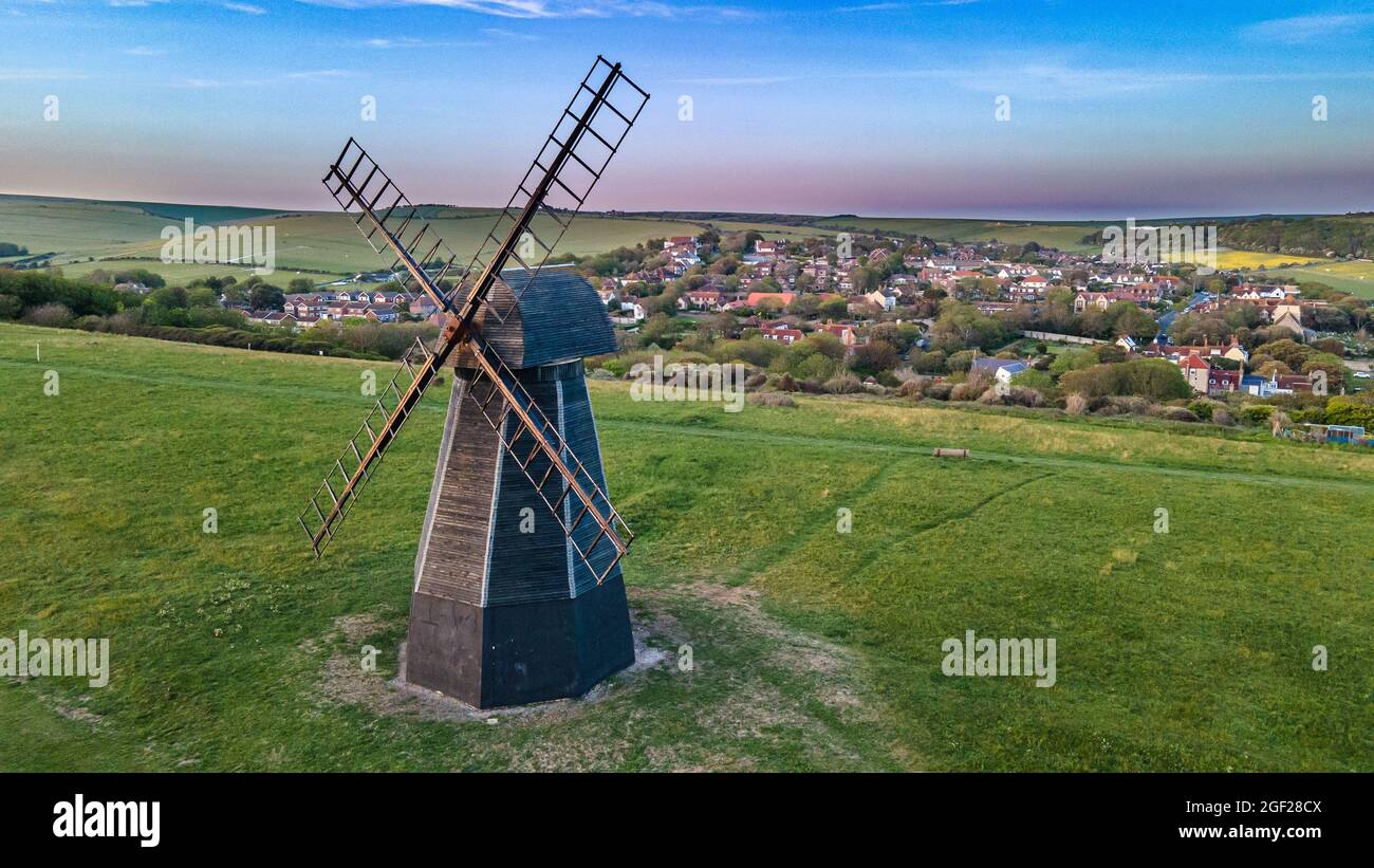 Aerial view of the old mill by the seaside Stock Photo - Alamy