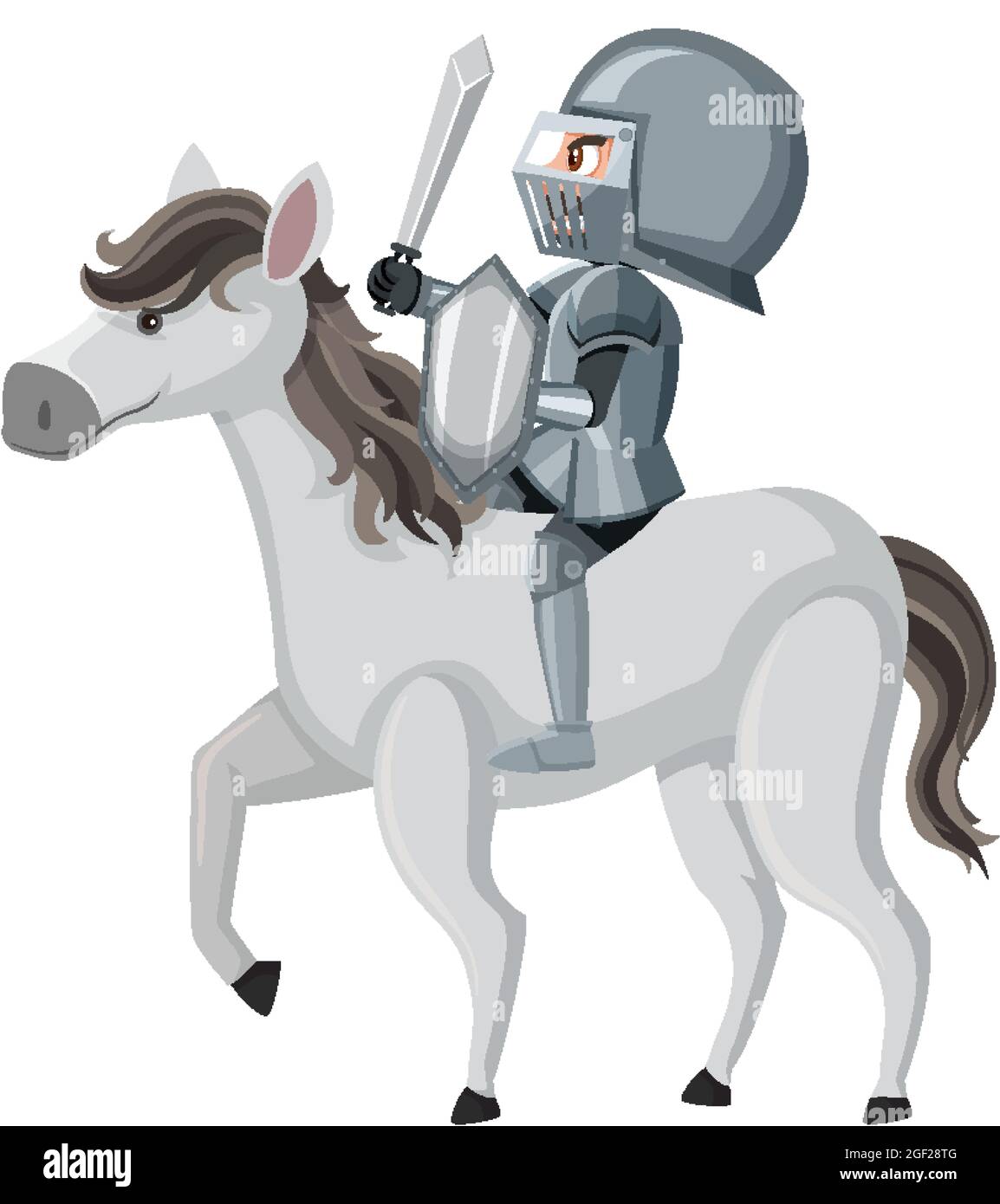 Knight riding horse cartoon character on white background illustration ...