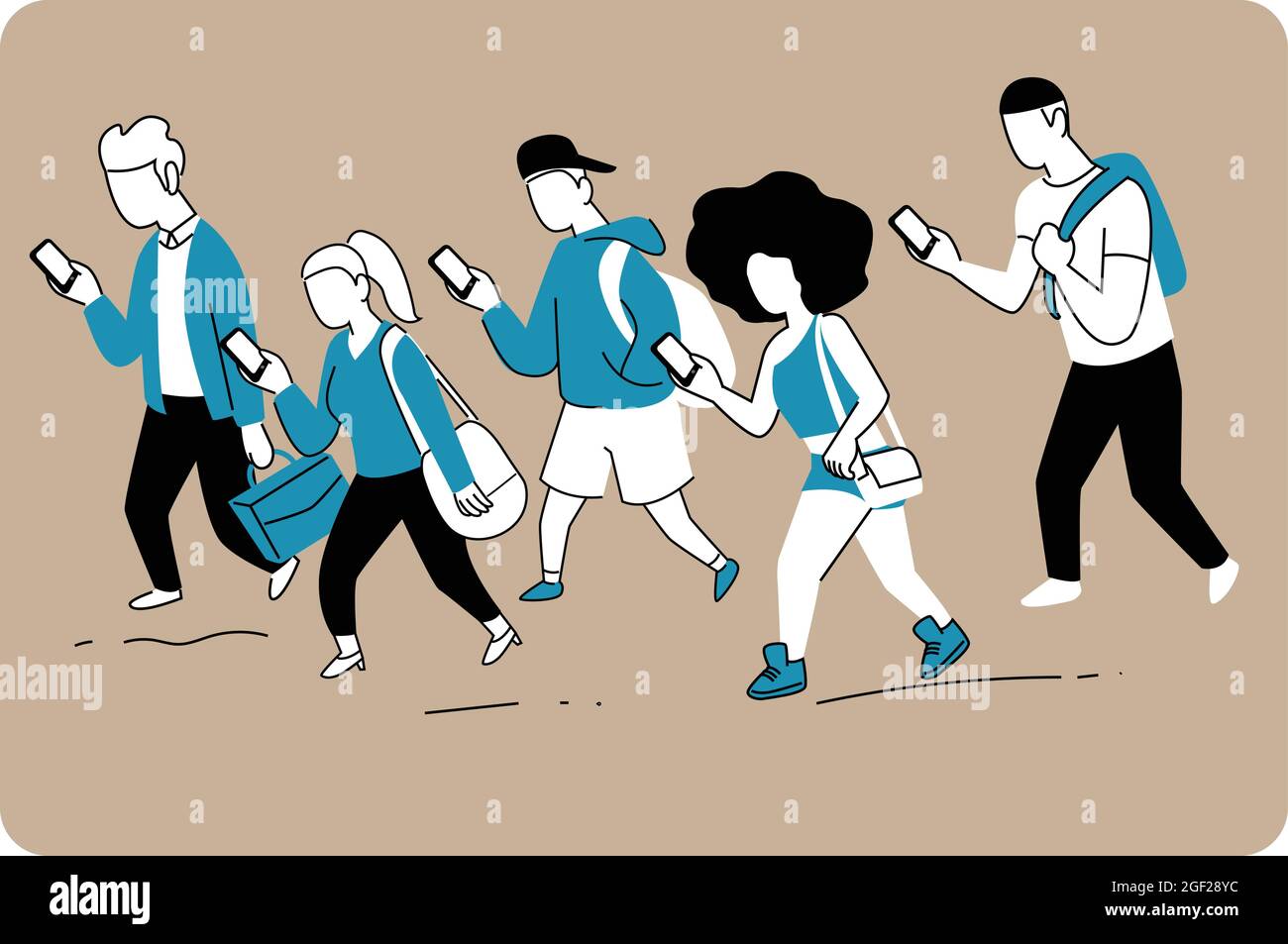 Walking man with phone Stock Vector Images - Alamy