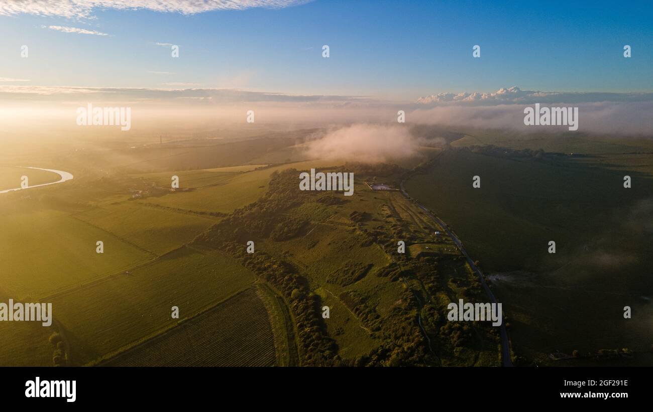 It is aerial view the great river during twilight Stock Photo - Alamy