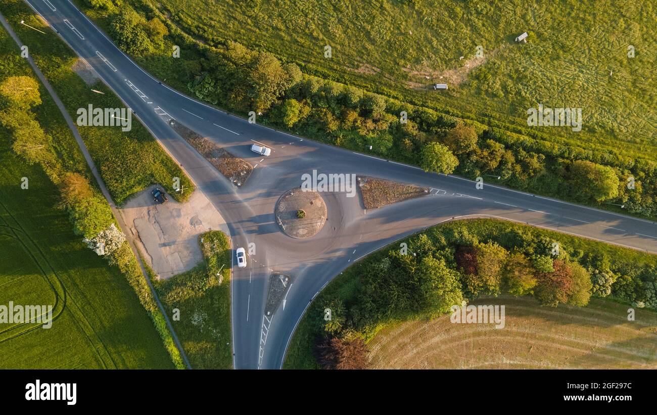 Aerial view rural roundabout hi-res stock photography and images - Alamy
