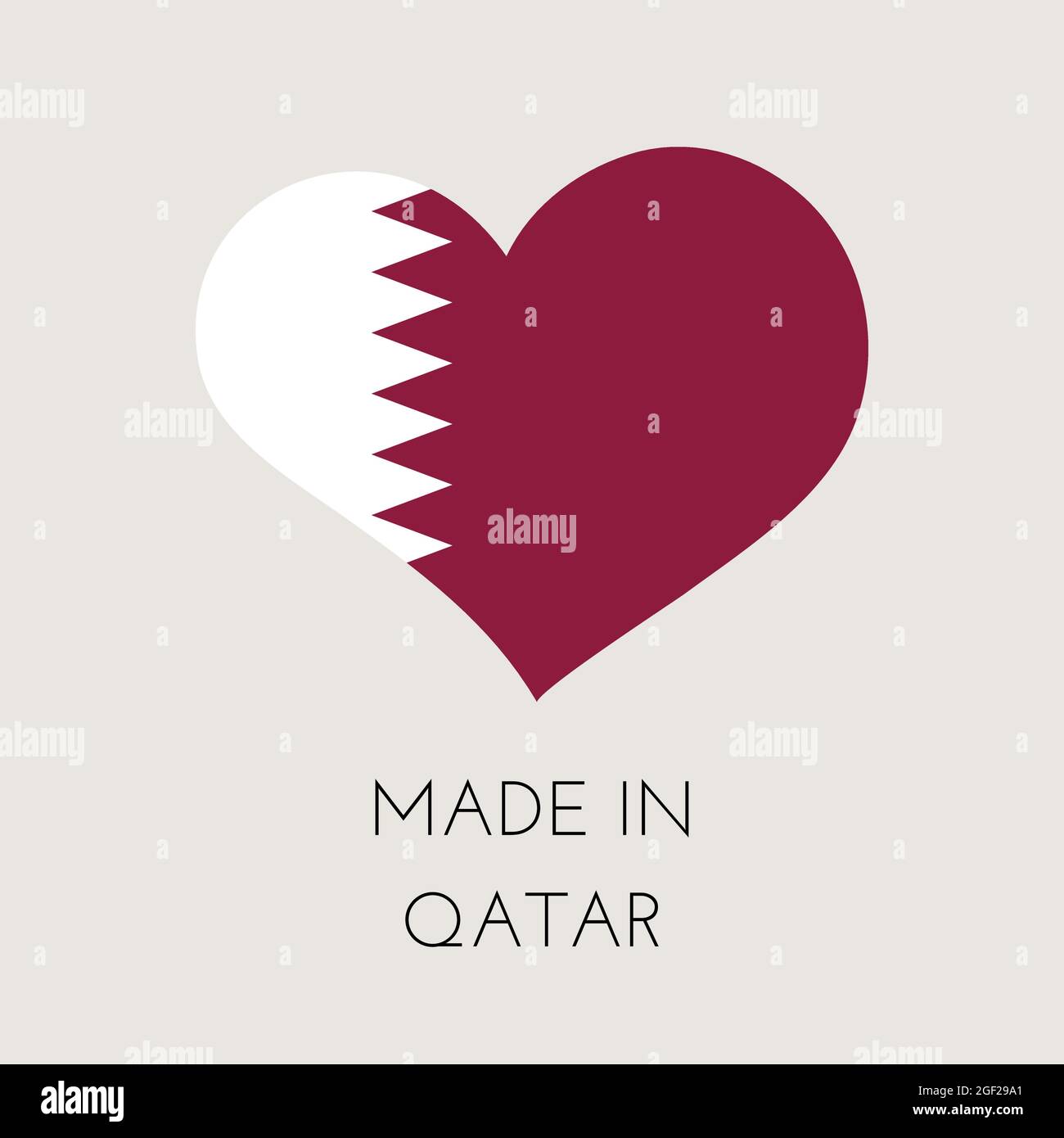 Heart shaped label with Qatar flag. Made in Qatar Sticker. Factory ...