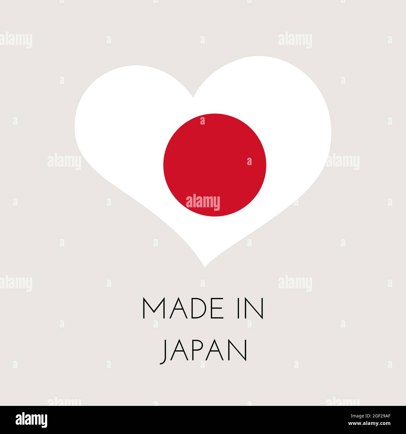 Heart shaped label with Japanese flag. Made in Japan Sticker. Factory, manufacturing and ...