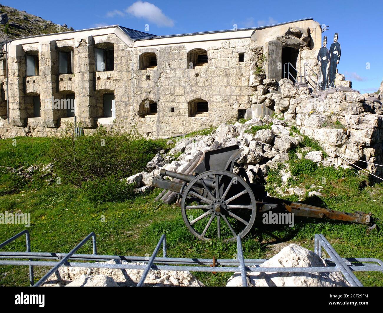 Old World War one Austrian fort (now WW1 museum) near Passo Valparola ...