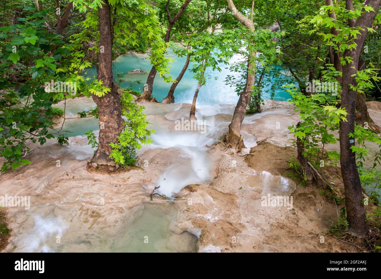 Clear, blue water flow in tropical forest somewhere in Turkey Stock ...