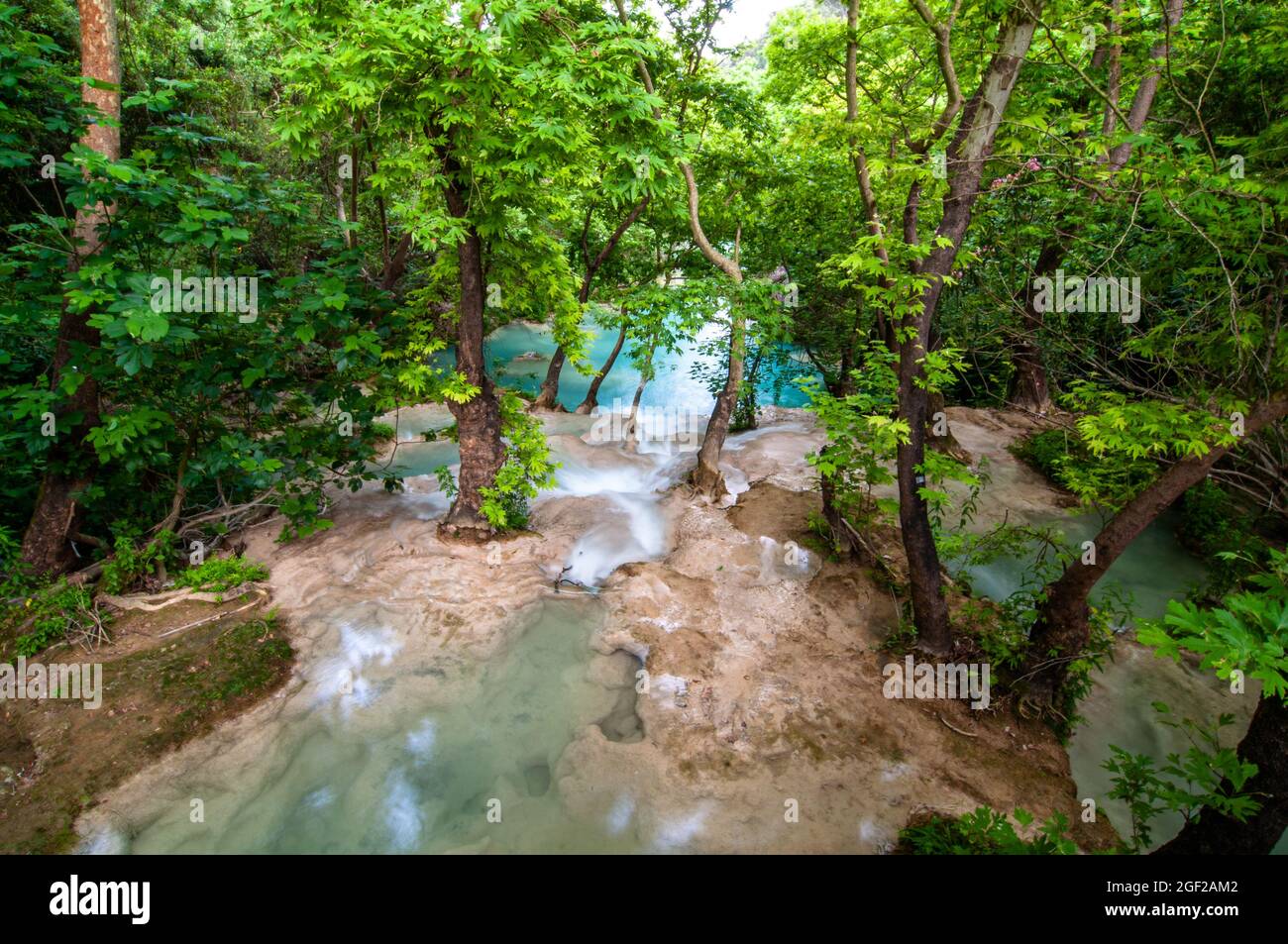 Clear, blue water flow in tropical forest somewhere in Turkey Stock ...