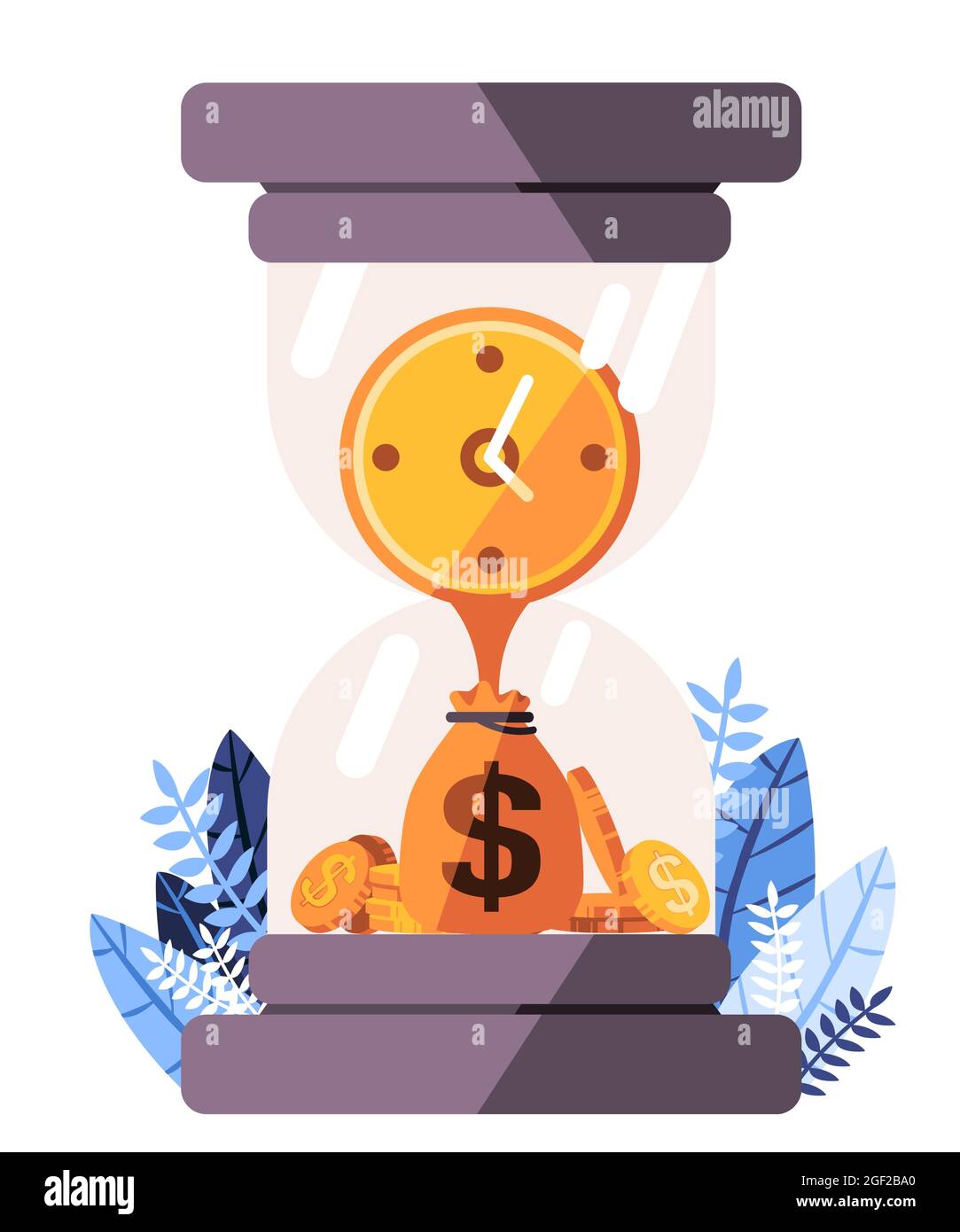 sand clock dollars time icons which explain time value of money where ...