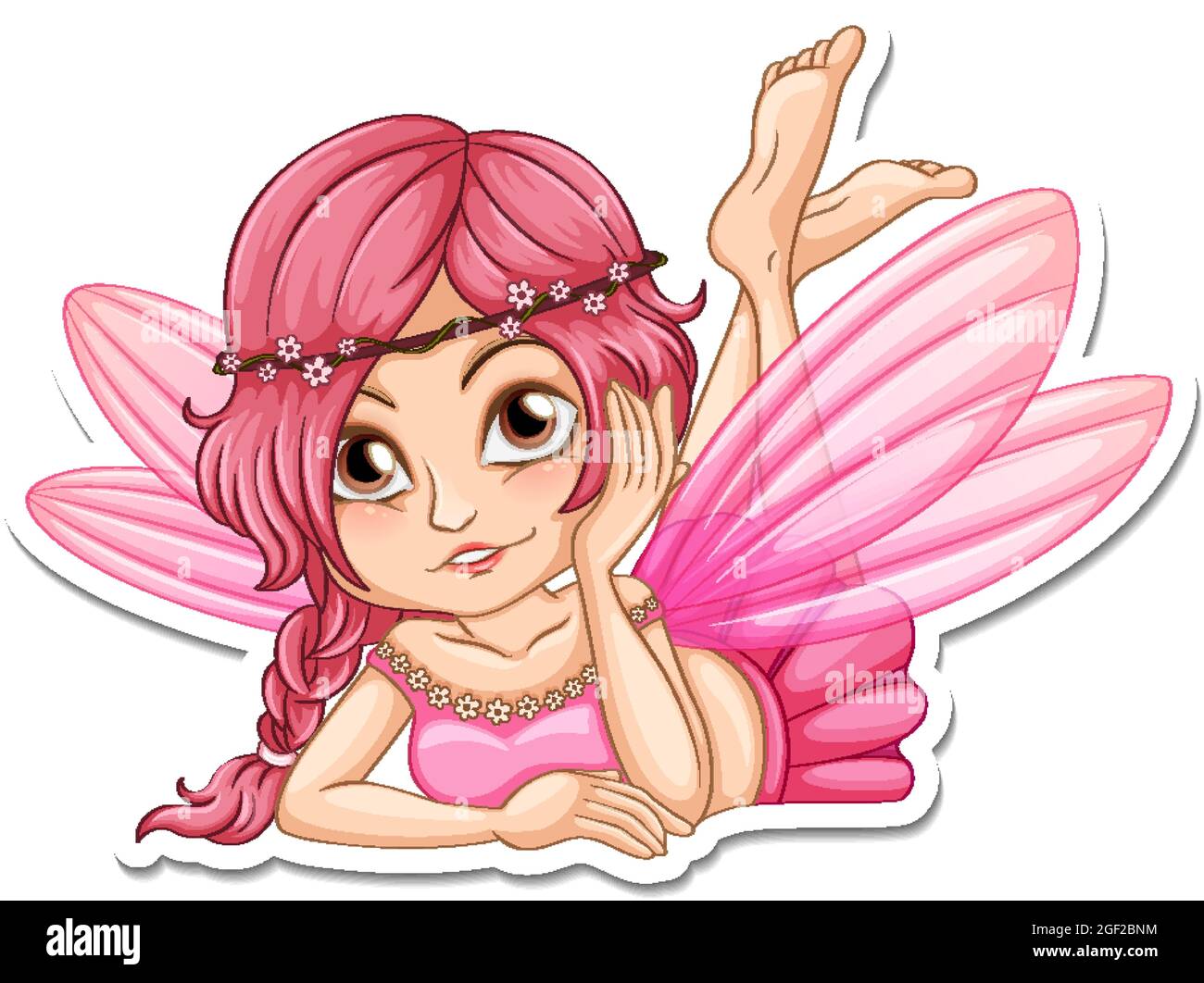 Beautiful fairy cartoon character sticker illustration Stock Vector ...