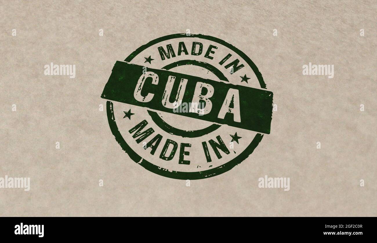 Made in Cuba stamp icons in few color versions. Factory, manufacturing ...