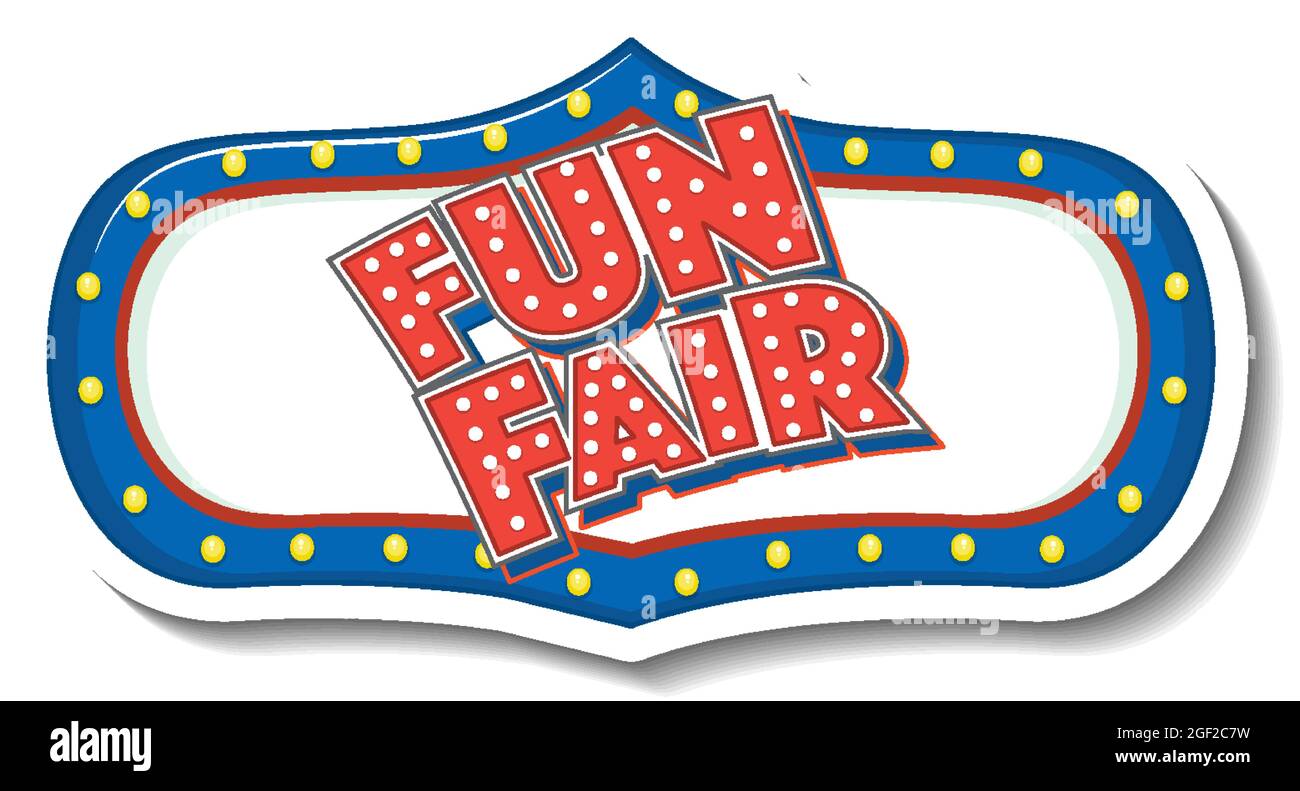 Sticker template with Funfair banner isolated illustration Stock Vector ...
