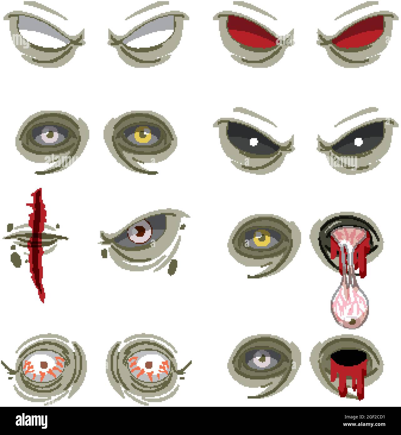 Set of many creepy zombie eyes illustration Stock Vector Image & Art ...