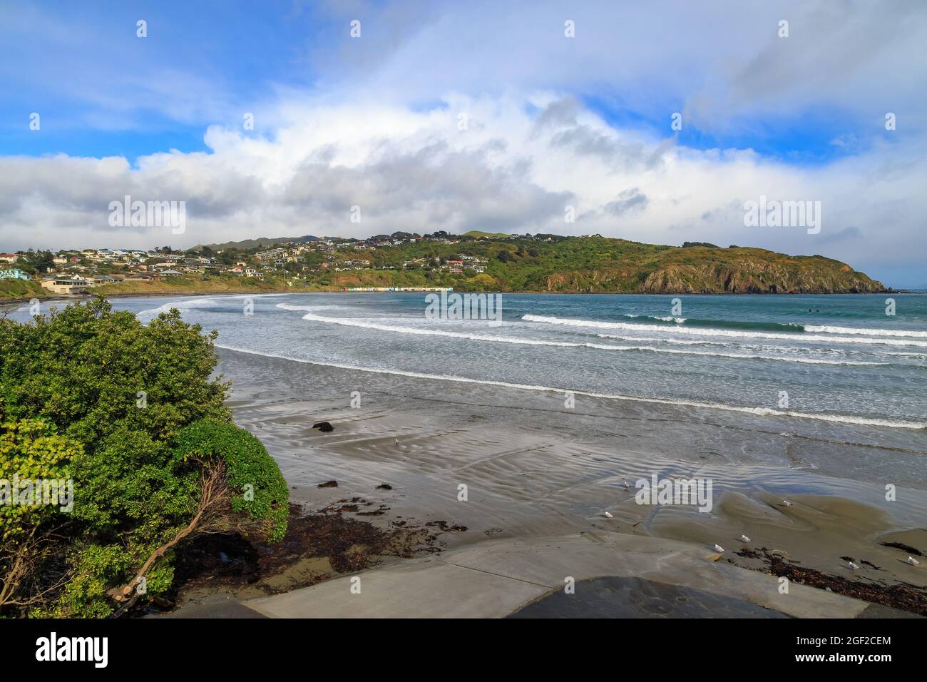 Panoramic view of Titahi Bay, a coastal area and suburb of the city of ...