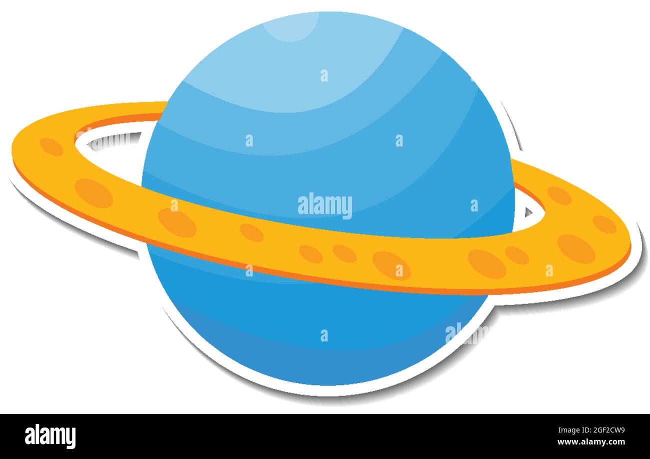 A sticker template with saturn in cartoon style isolated illustration ...