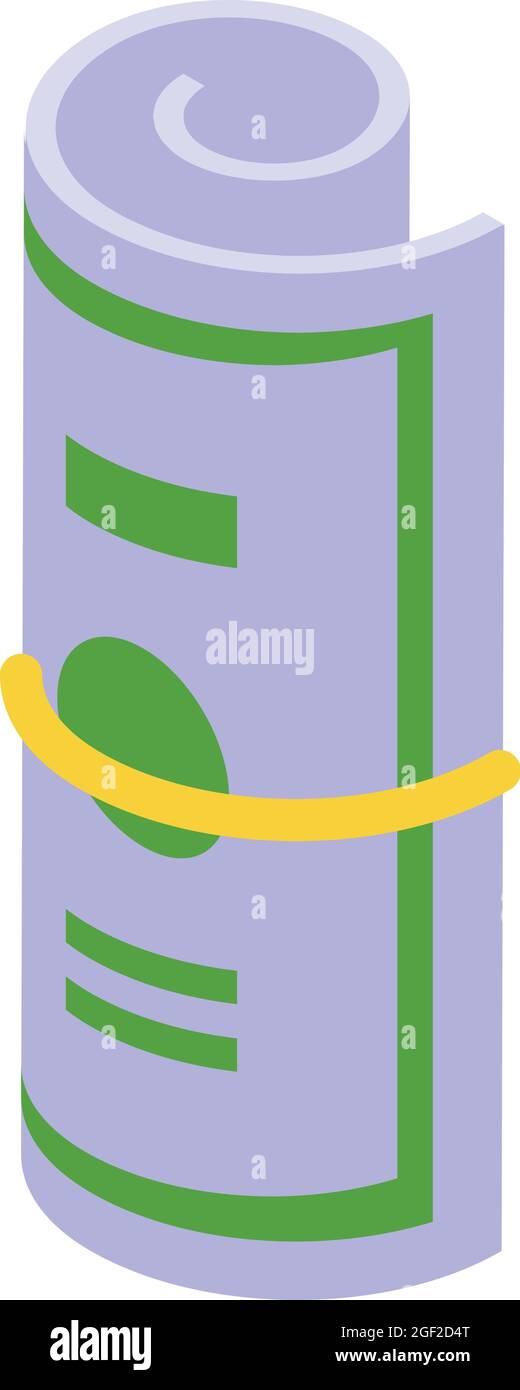 Dollar tip roll icon isometric vector. Money stack. American cash Stock ...