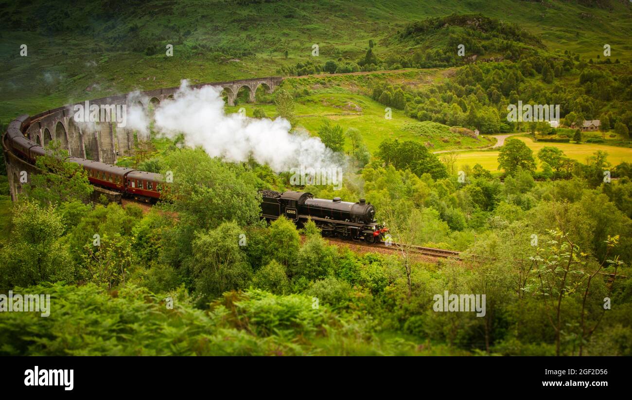 Hogwarts Express steam train from Harry Potter at Glenfinnan Scotland ...