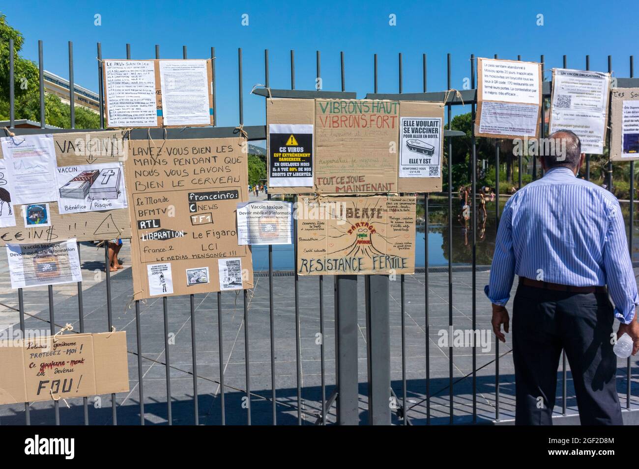 Nice, France, Anti Covid-19 Vaccination French Demonstration Protest ...