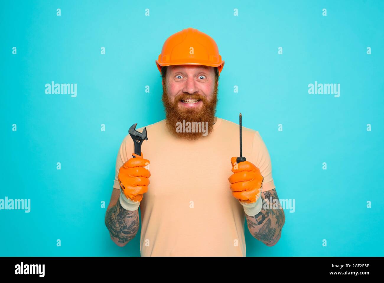 Incompetent worker is unsure and confused about his work Stock Photo ...