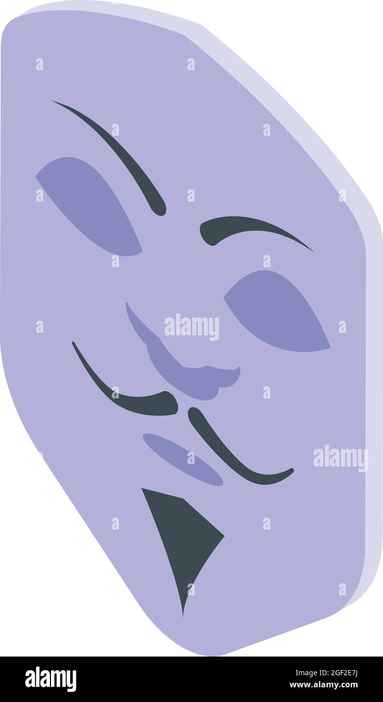Hacker mask icon isometric vector. Anonymous guy. Fraud face Stock ...