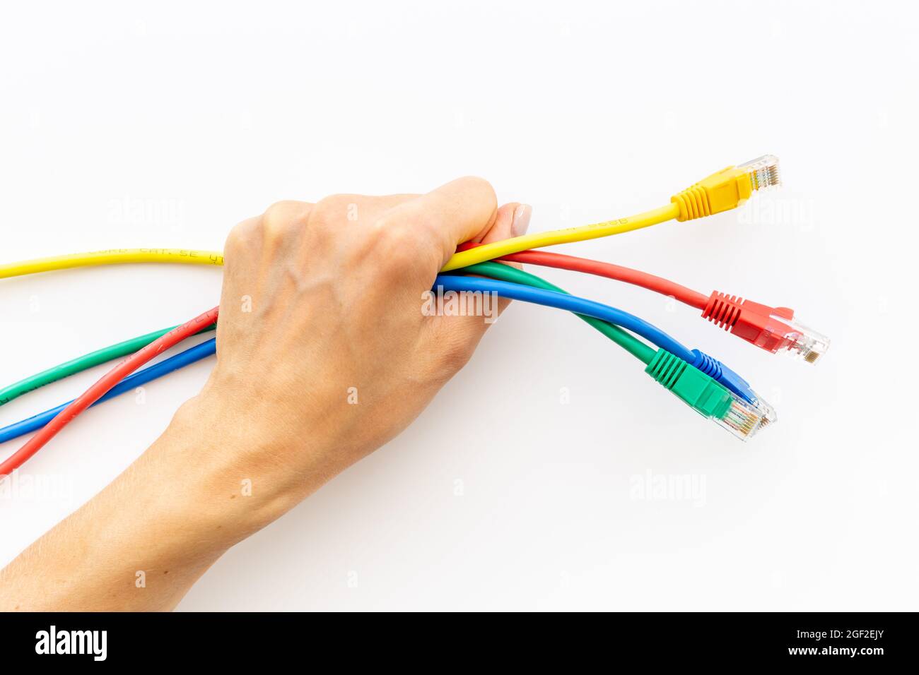 Multicolored computer cables and internet wires Stock Photo - Alamy
