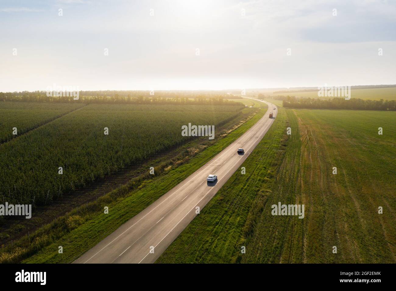 Aerial view of farmland road hi-res stock photography and images - Alamy