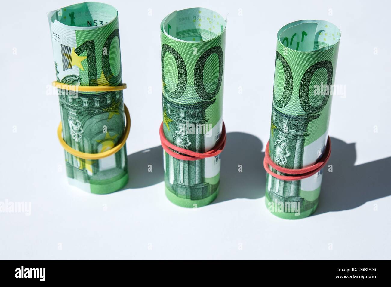 Close up of Euro money roll. Euro banknote set cash money - EU currency ...