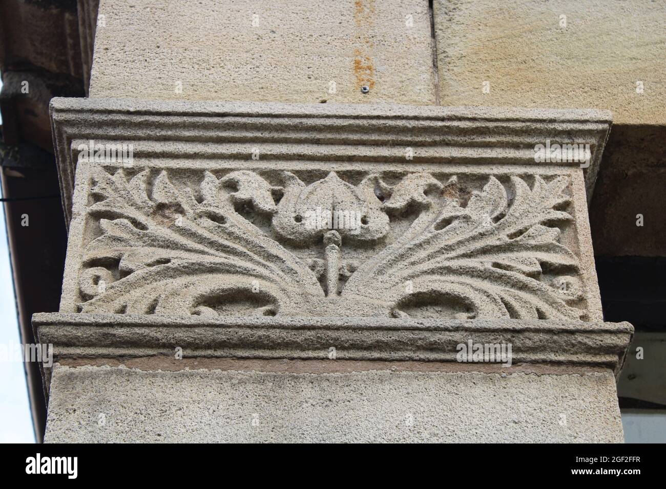 Victorian decorative sandstone carving. Textured sandstone floral ...