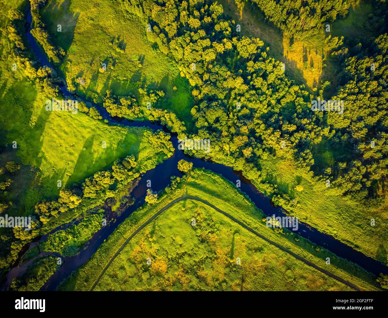 Aerial view verdant riverside landscape hi-res stock photography and ...