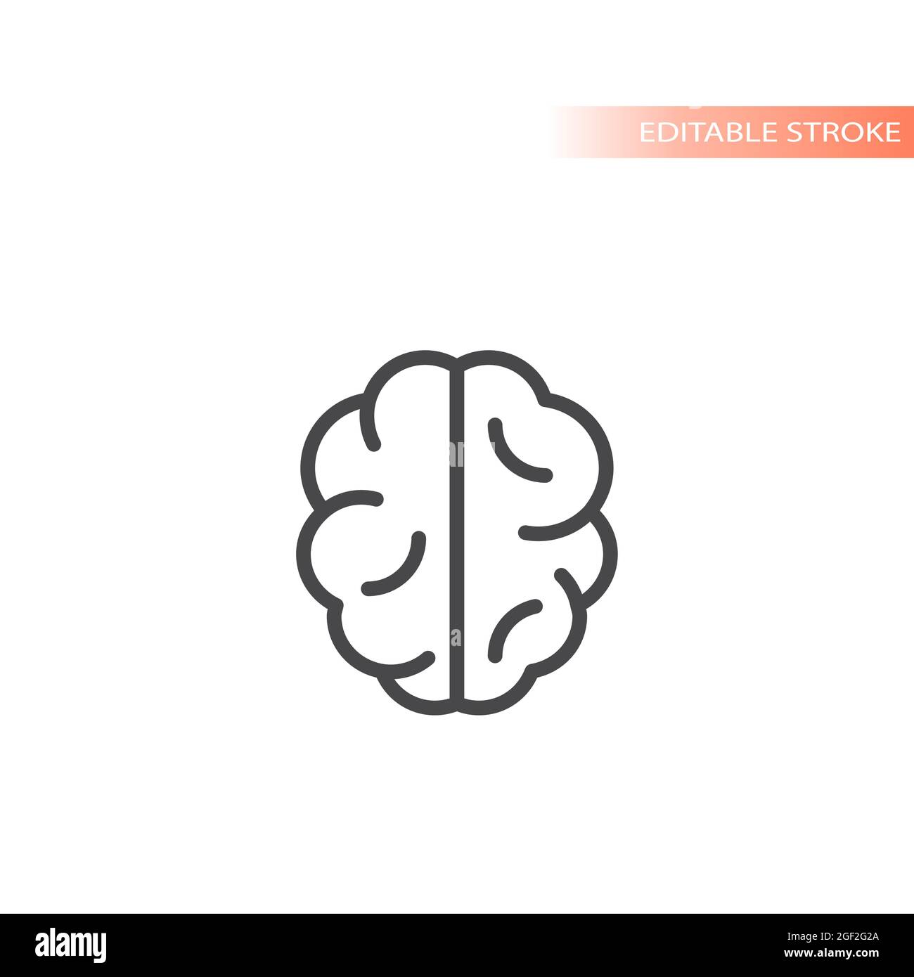 Brain line vector icon. Simple outline, editable stroke symbol Stock ...